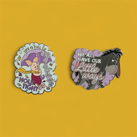 Disney | Other | Disney Piglet And Eeyore Enamel Pins Purple And Pink ...